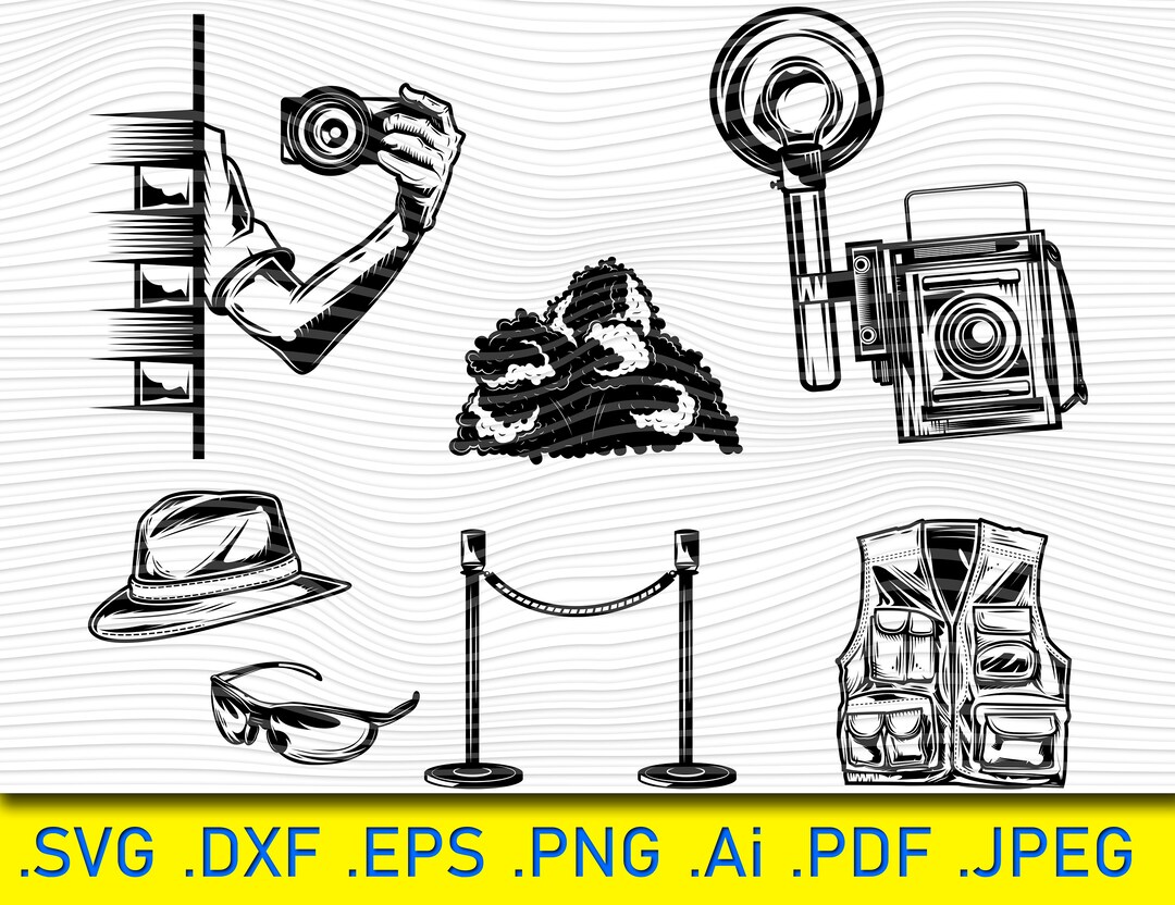 Paparazzi Photographer SVG Set: Camera, Reporter, Studio (digital ...