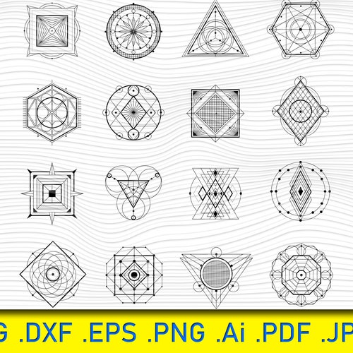 Sacred Geometry Set Sacred Symbols SVG Silhouette Vector - Etsy