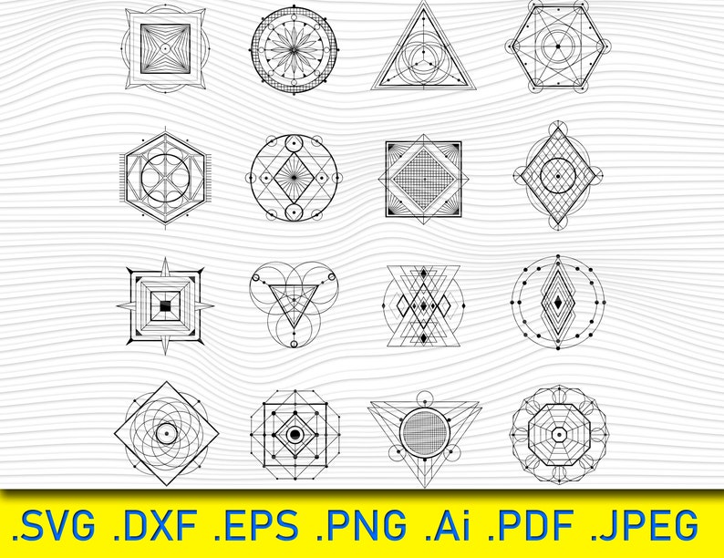 Sacred Geometry Set Sacred Symbols SVG Silhouette Vector - Etsy