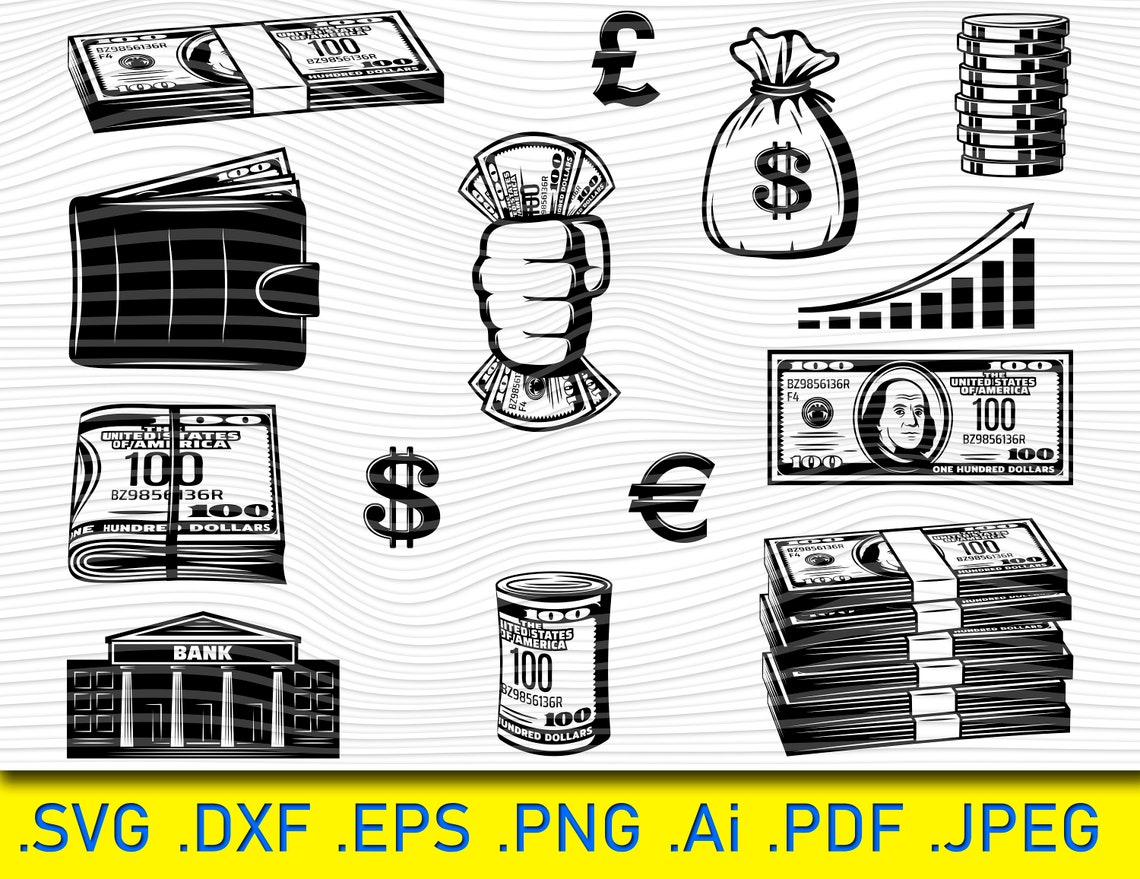 14 Money Svg Cash Svg Money Bag Svg Dollar Sign Svgmoney - Etsy