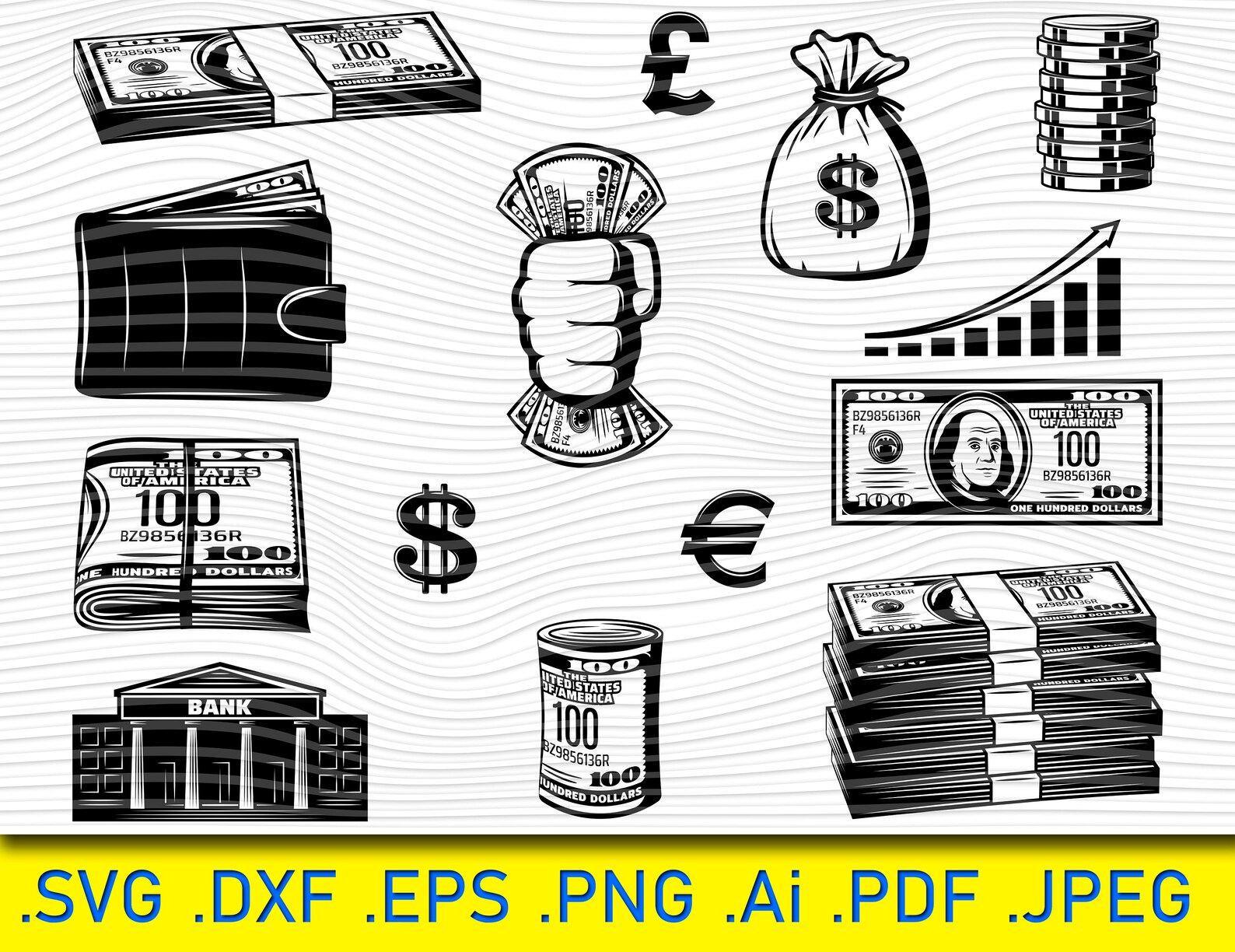 14 Money Svg Cash Svg Money Bag Svg Dollar Sign Svgmoney - Etsy