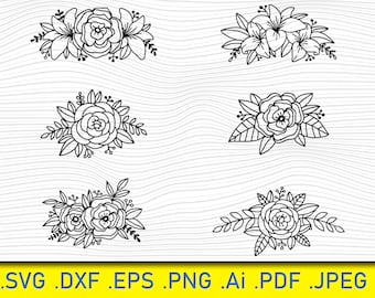 Flower Svg, Flower Spray Svg, Floral Svg, Sign Svg, Line Drawing Svg ...