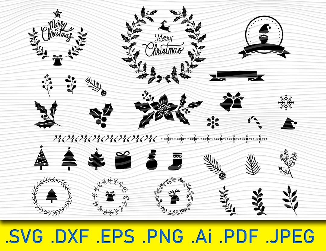 Christmas Elements SVG, Christmas Decor, Christmas Silhouette ...