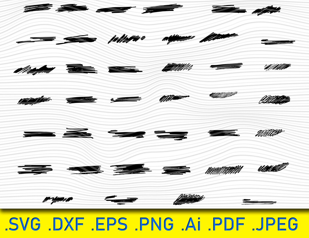 40 Underline Highlighter, Marker Strokes, Swoops, Waves, Brush, Marks ...
