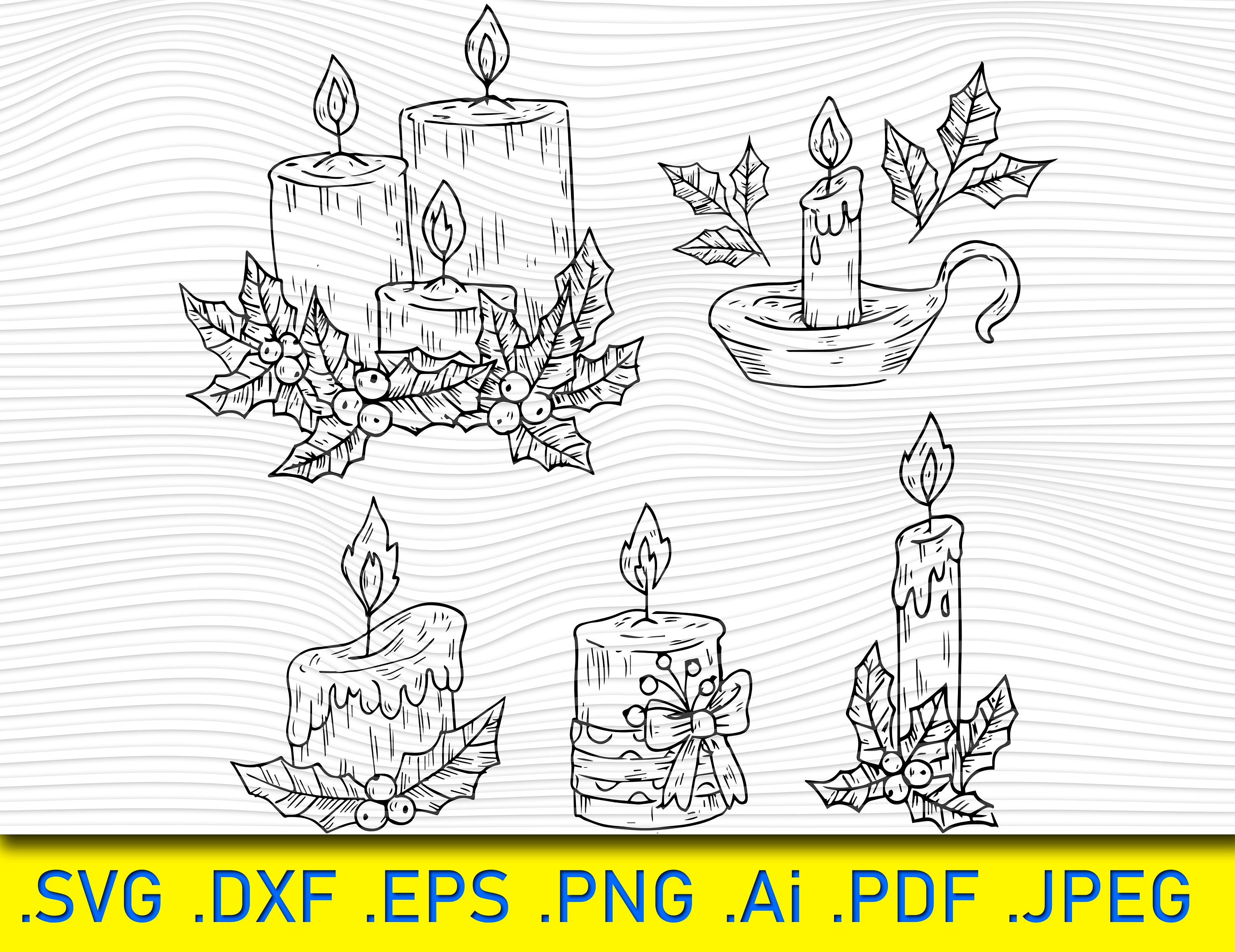 Christmas Candle Candle Svg Bundle Candles Svg Candle | Etsy