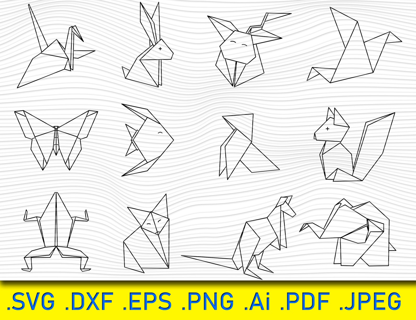 12 Origami Animals Svg, Origami SVG, Origami of Paper Svg, Origami ...