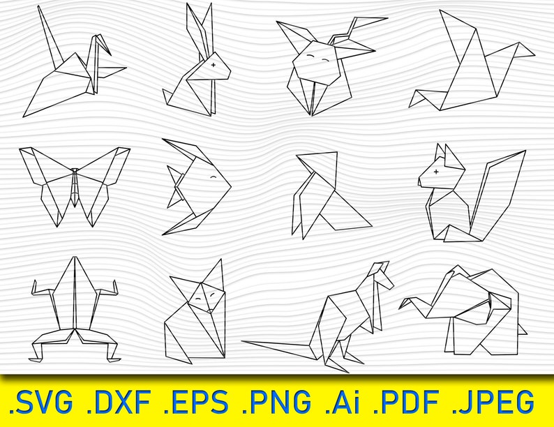 12 Origami Animals Svg Origami SVG Origami of Paper Svg | Etsy