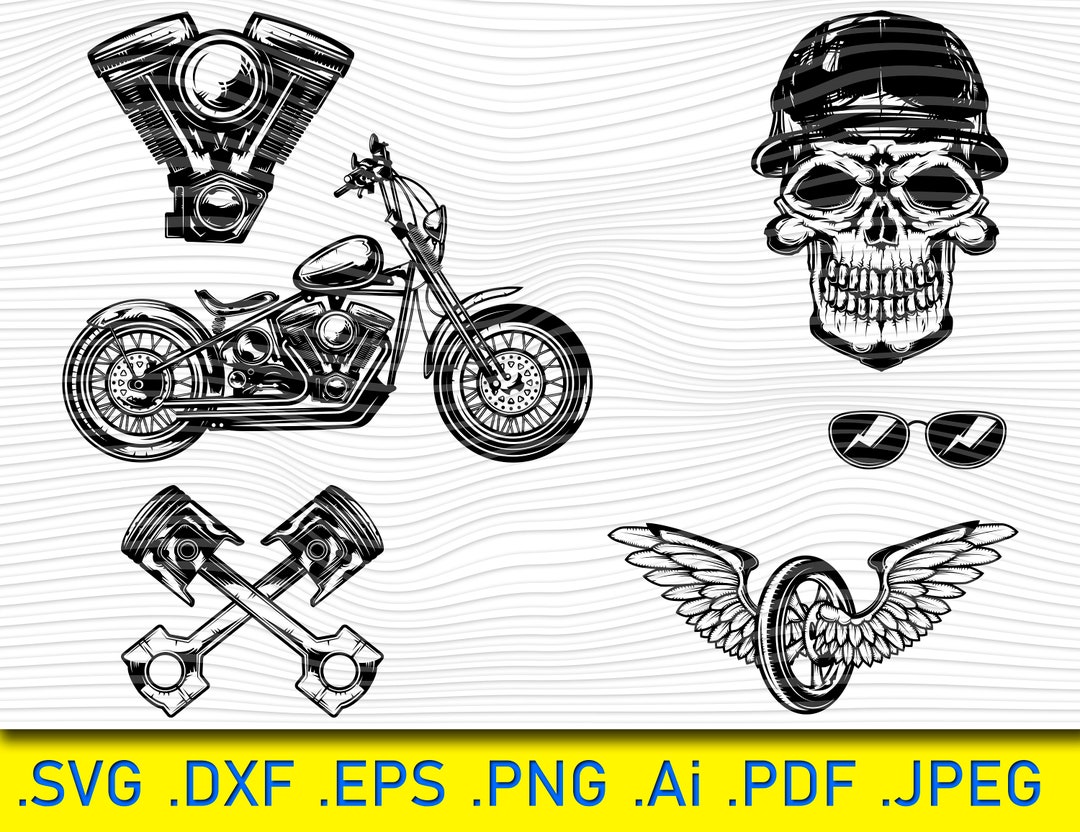 Biker Motorcycle Elements, Motorcycle SVG, Motor Bike Svg, Motorcycle ...