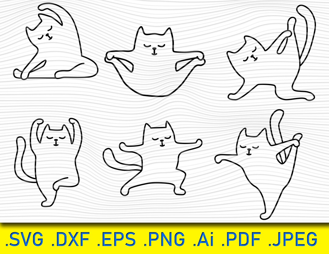 6 Cats Posing Yoga SVG Bundle,animals Svg,yoga Svg,posing Svg,posing ...