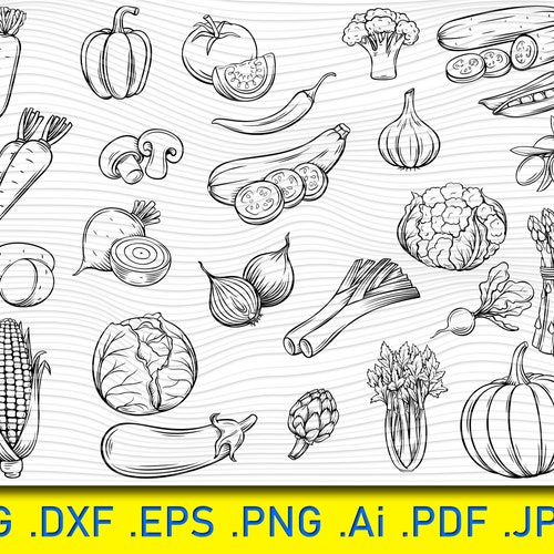 Vegetables Icons Hand Drawn Fruits Vegetables Svg Bundlefood - Etsy