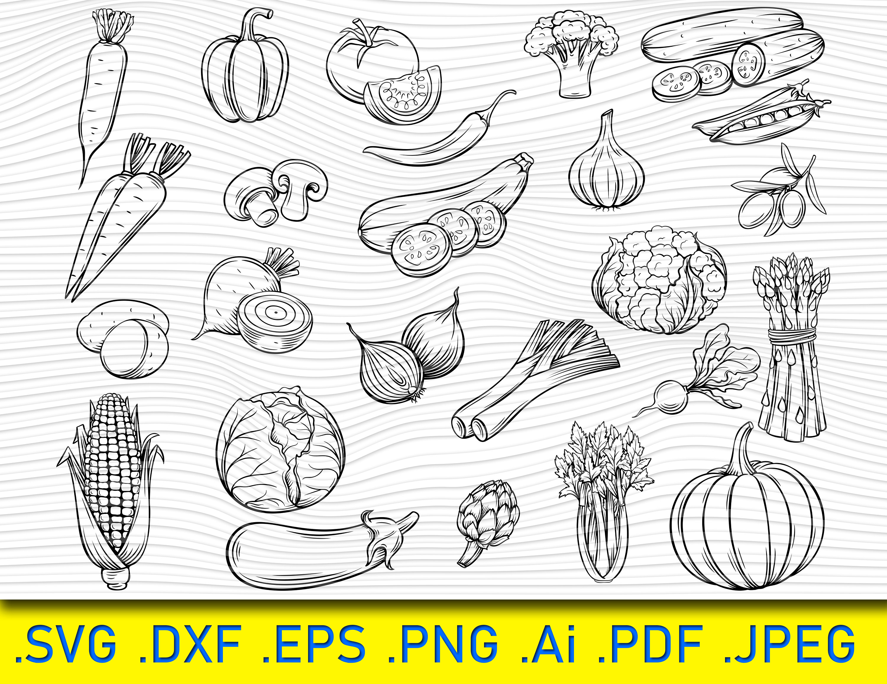 Vegetables Icons Hand Drawn Fruits Vegetables Svg Bundlefood - Etsy