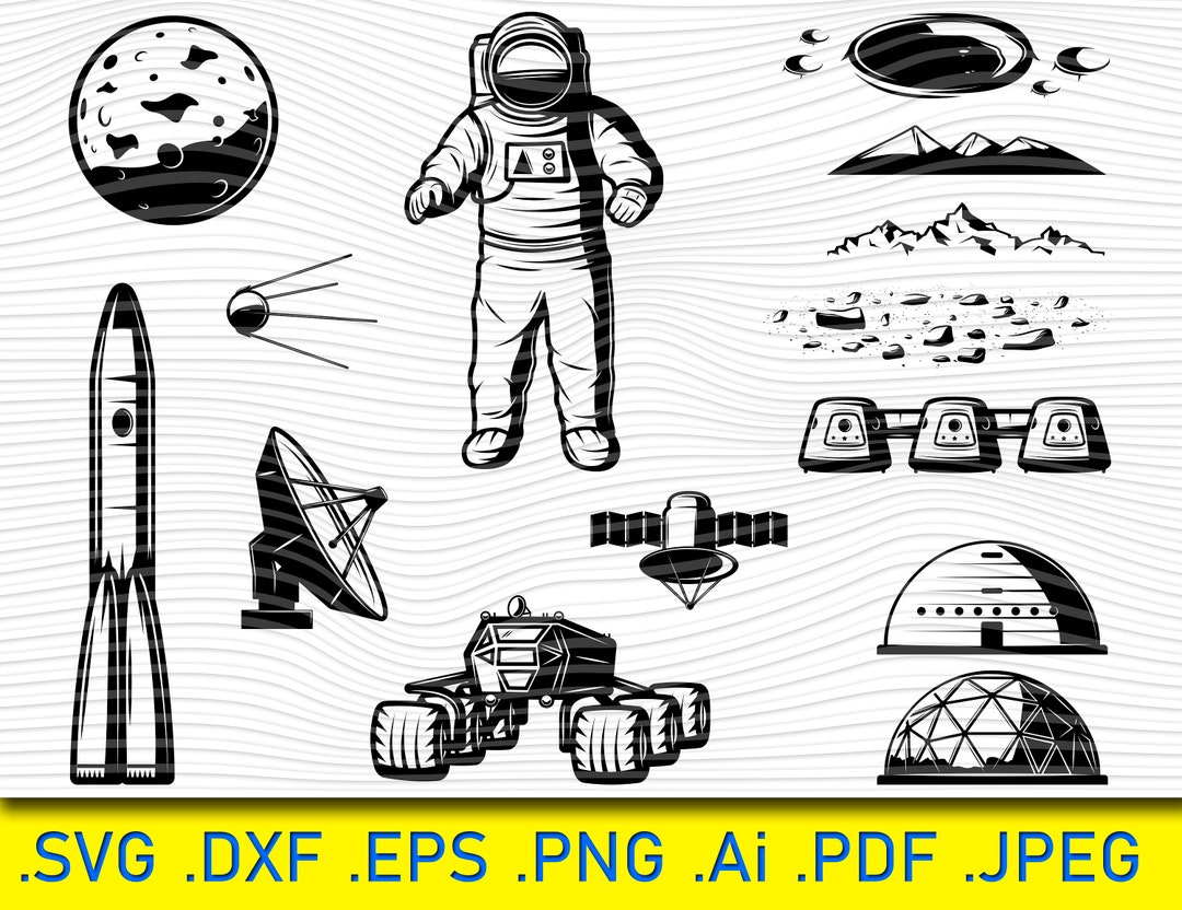 14 Mars and Space Elements, Astronaut Svg, Space Suit Svg, Outer Space ...