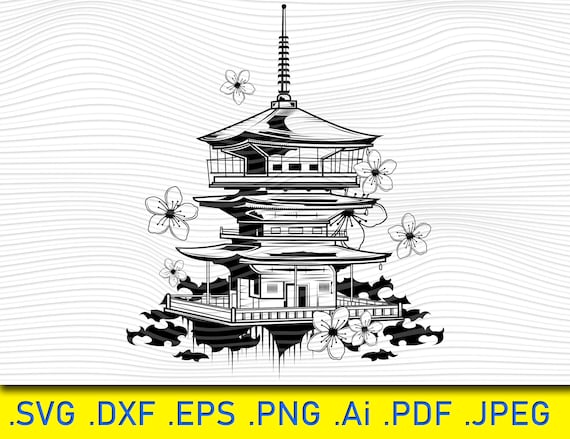 Japanese Temple Svg Japanese Svg Zen Svg Temple Stencil | Etsy