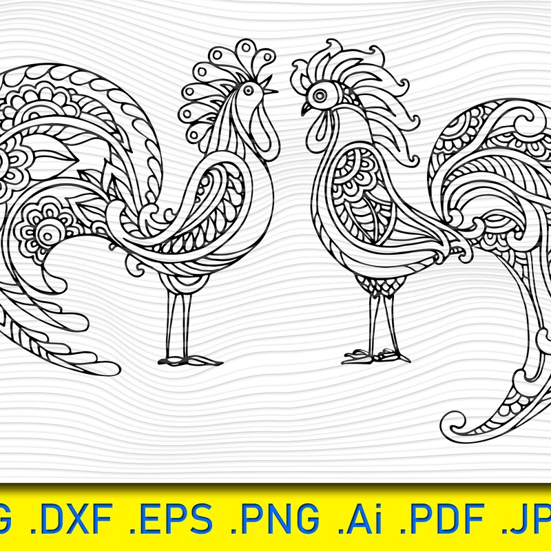 Rooster Mandala Svg - Etsy