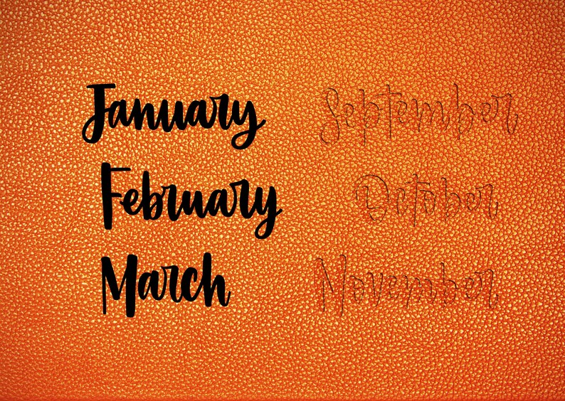 Months of the Year Calligraphic SVG Cut File (digital Download) - Etsy