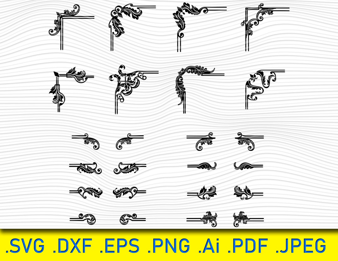 16 Calligraphic Corners, Corner Brackets SVG, (eps, Pdf, Png, Svg ...