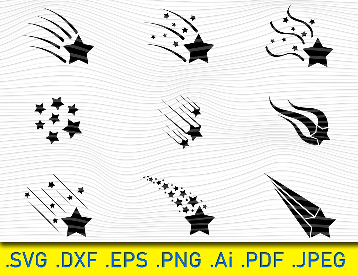Star Collection, Star Trail Svg, Space Svg, Star Trail Cut Files, Star ...