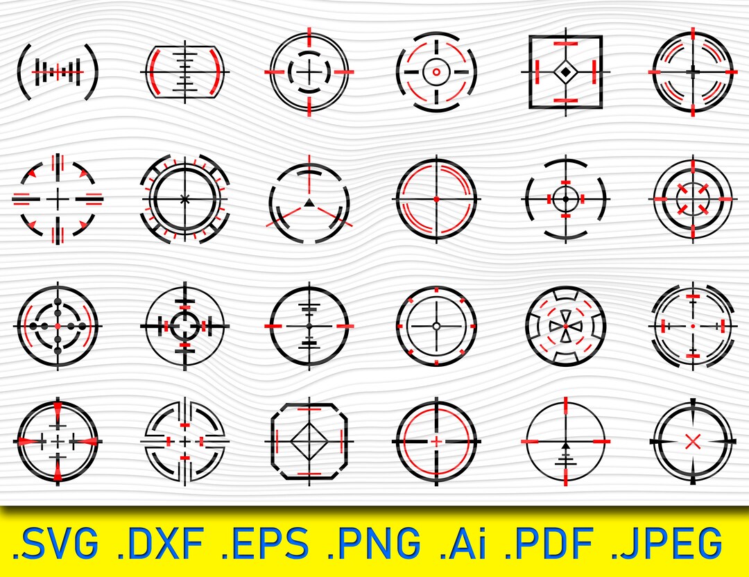 24 Sniper Sight, Focus Aim Set, Goal, Target Icon, Focus File for Cut ...