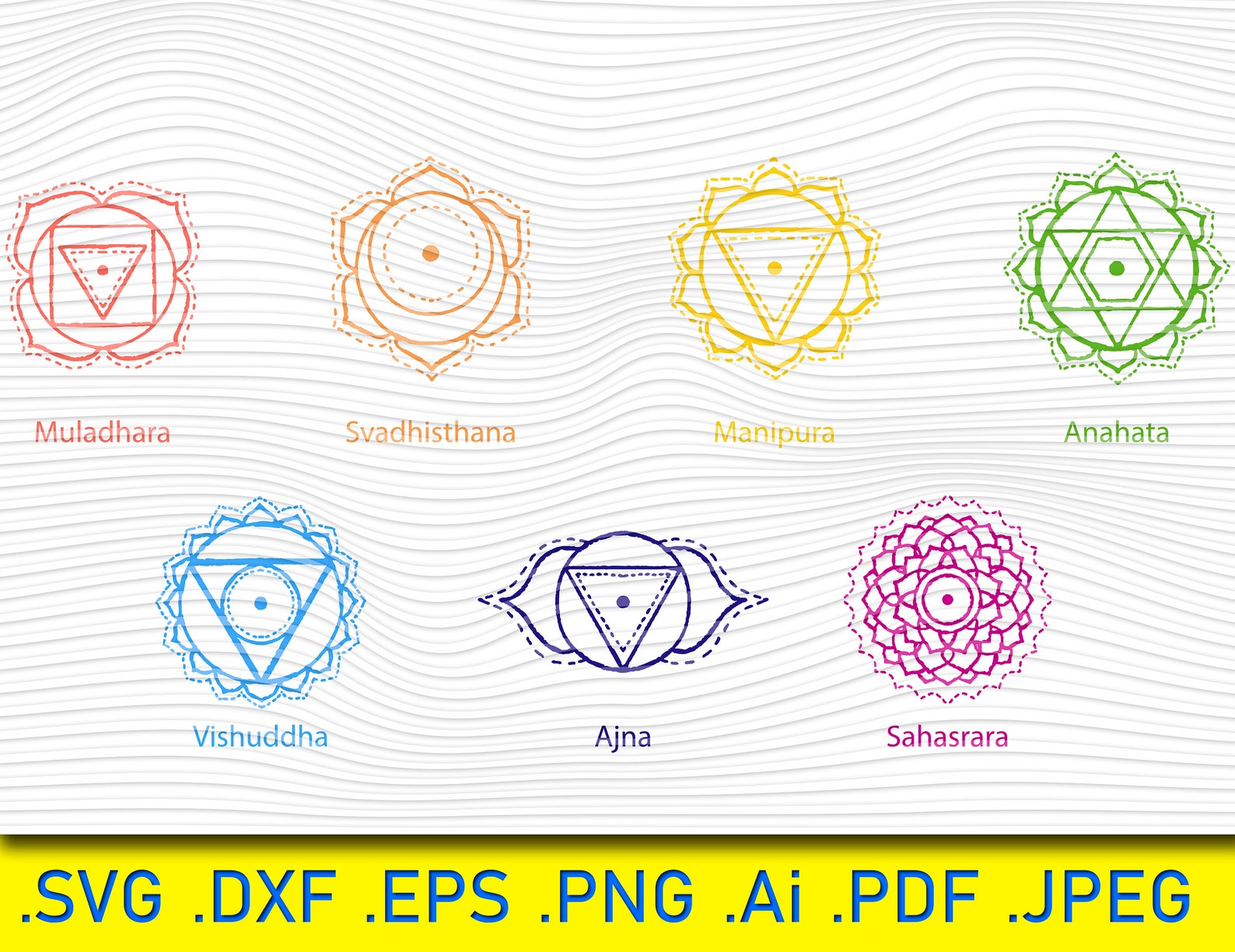 7 Chakras Svg Chakra Svg Bundle Buddism Meditation - Etsy