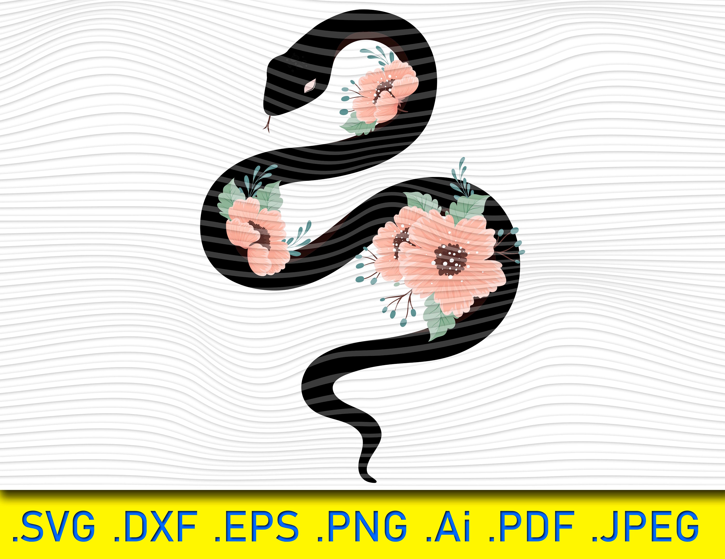 Snake With Flowers, Floral Snake Svg, Snake With Flowers Svg, Cobra Svg ...
