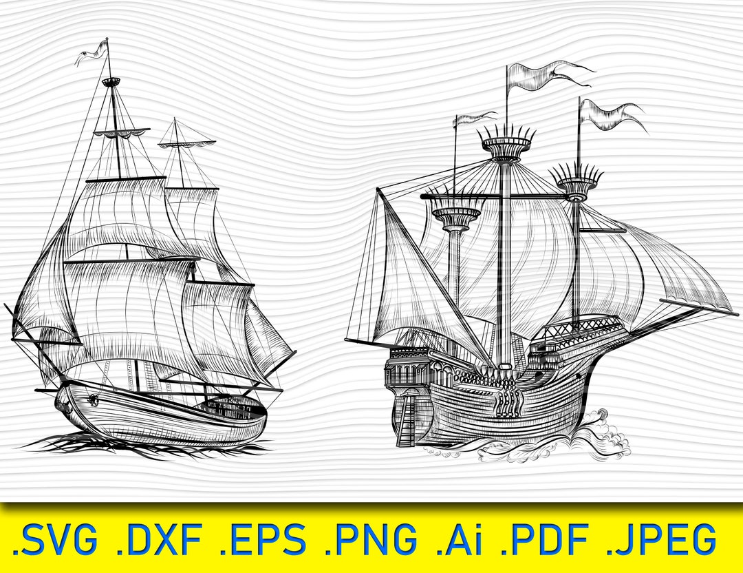 Ship SVG Bundle, Ship SVG, Sailing Ships Clipart, Ship Cut Files for ...