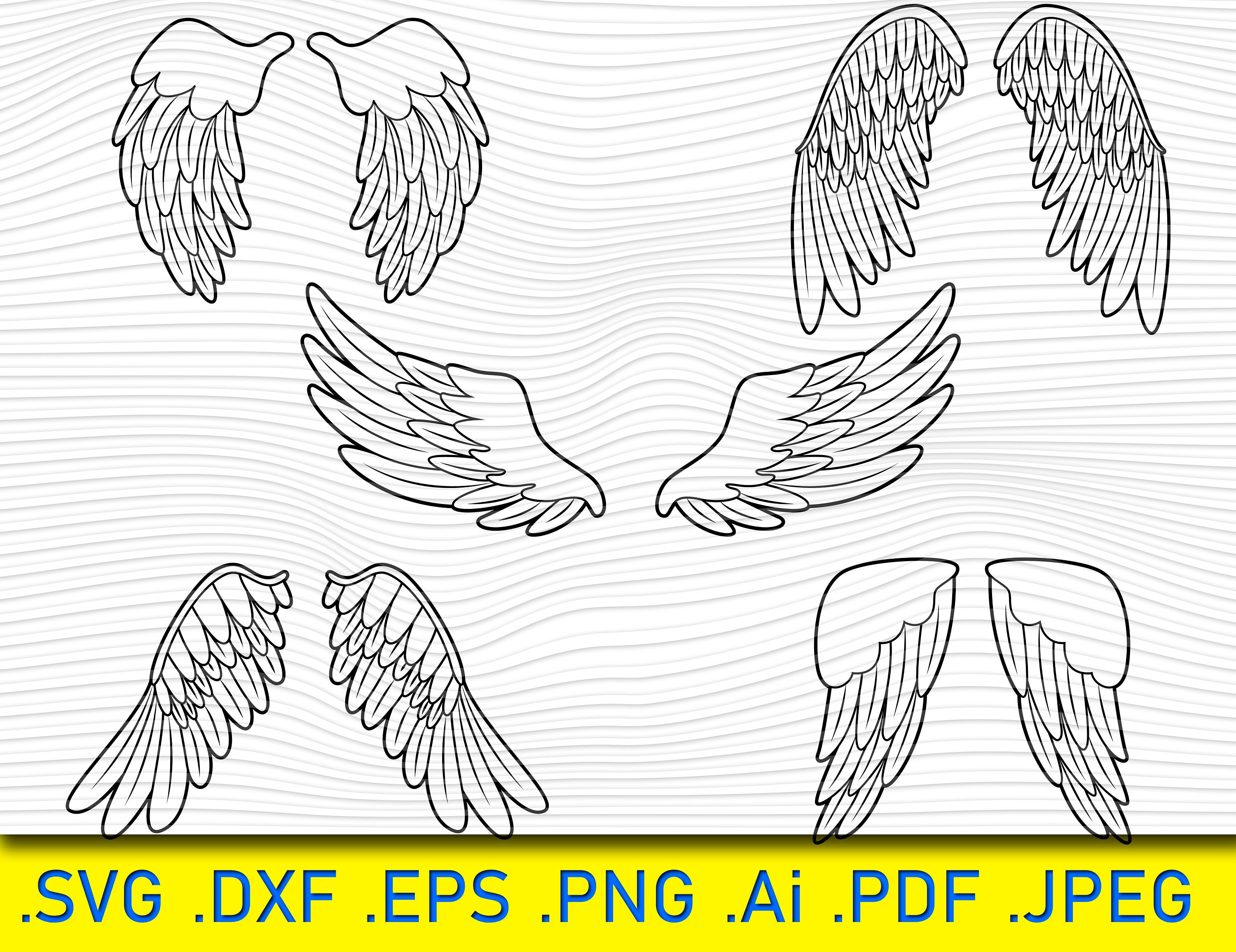 Wings Angel wings angel wings svg digital Cut Files dxf | Etsy
