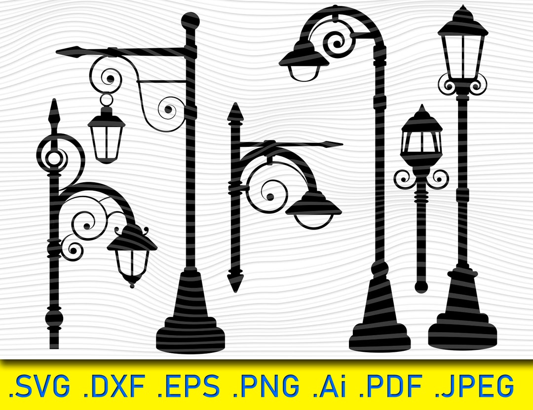 Street Lamp, Road Lights, Street Lamps SVG Silhouettes, Street Light ...