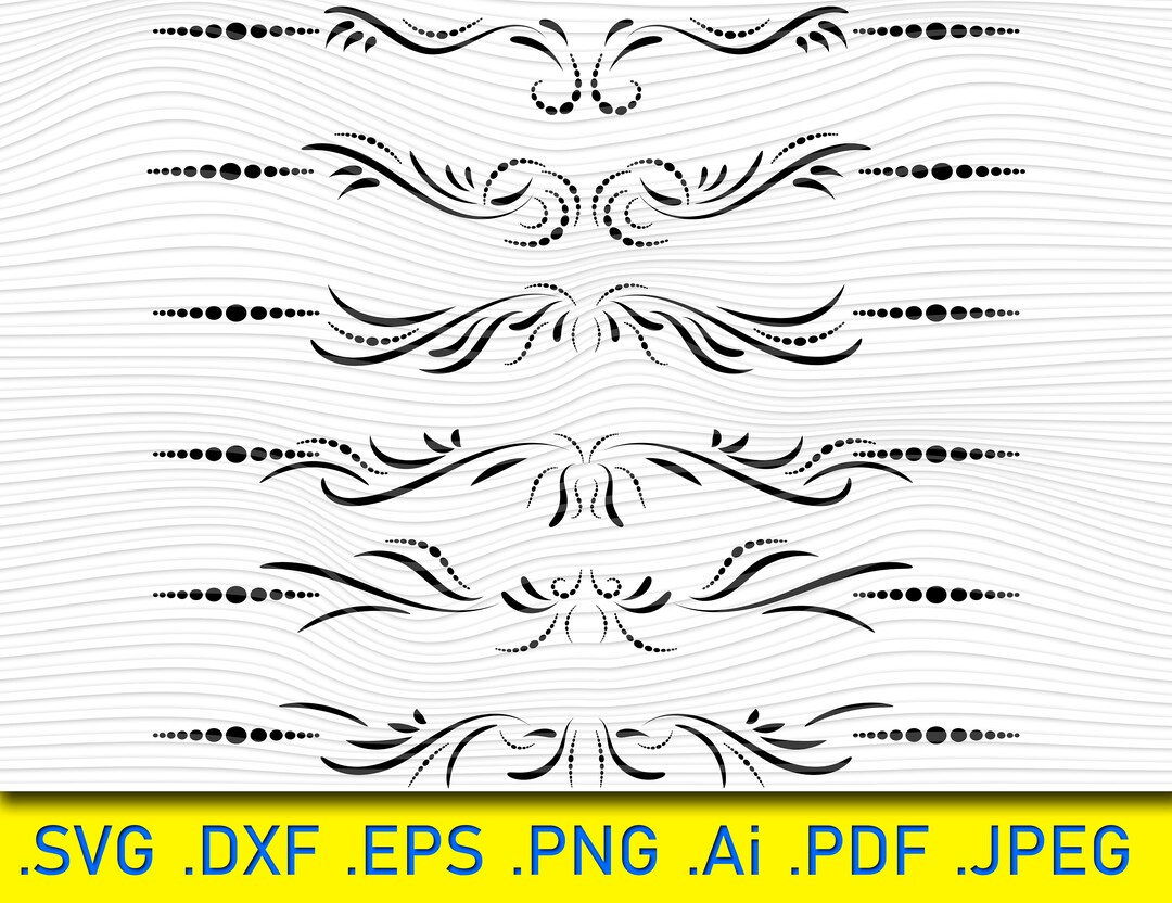 6 Border Svg, Decorative Dividers Cutfiles, Wedding Decor, Ornaments ...