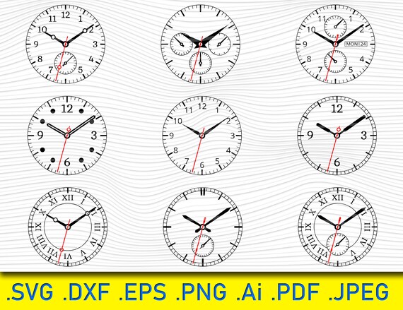 Clock SVG Bundle Watch SVG Clock Clipart Cut Files for | Etsy
