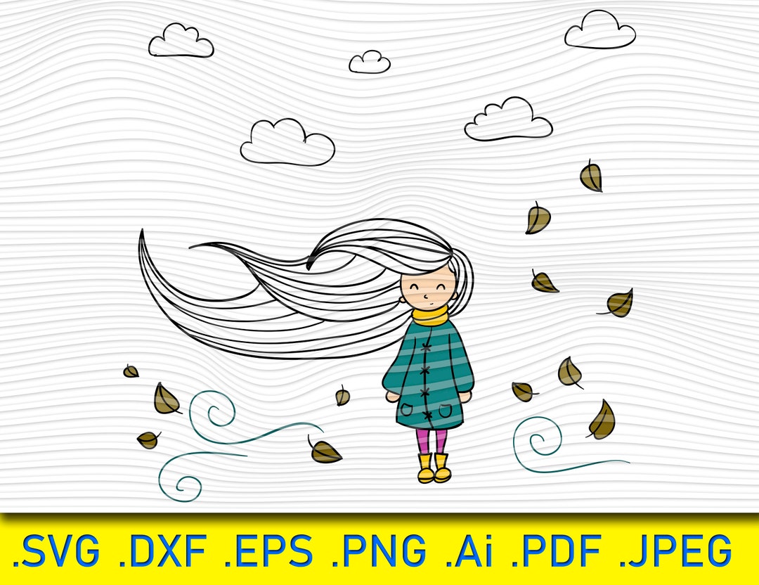 Autumn Girl, Autumn SVG, Girl in Fall Leaves, Sketch Design, Autumn Svg ...