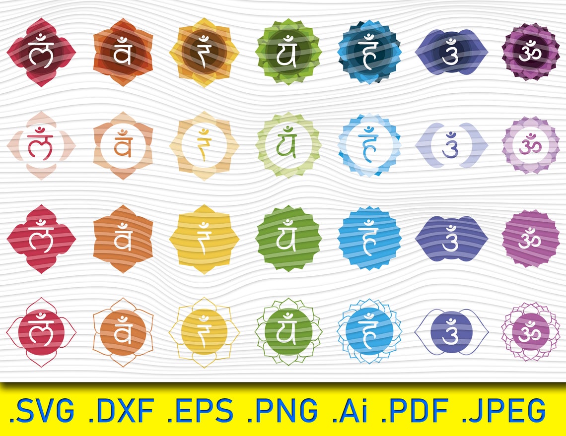 7 Chakras Svg Chakra Svg Bundle Buddism Meditation - Etsy