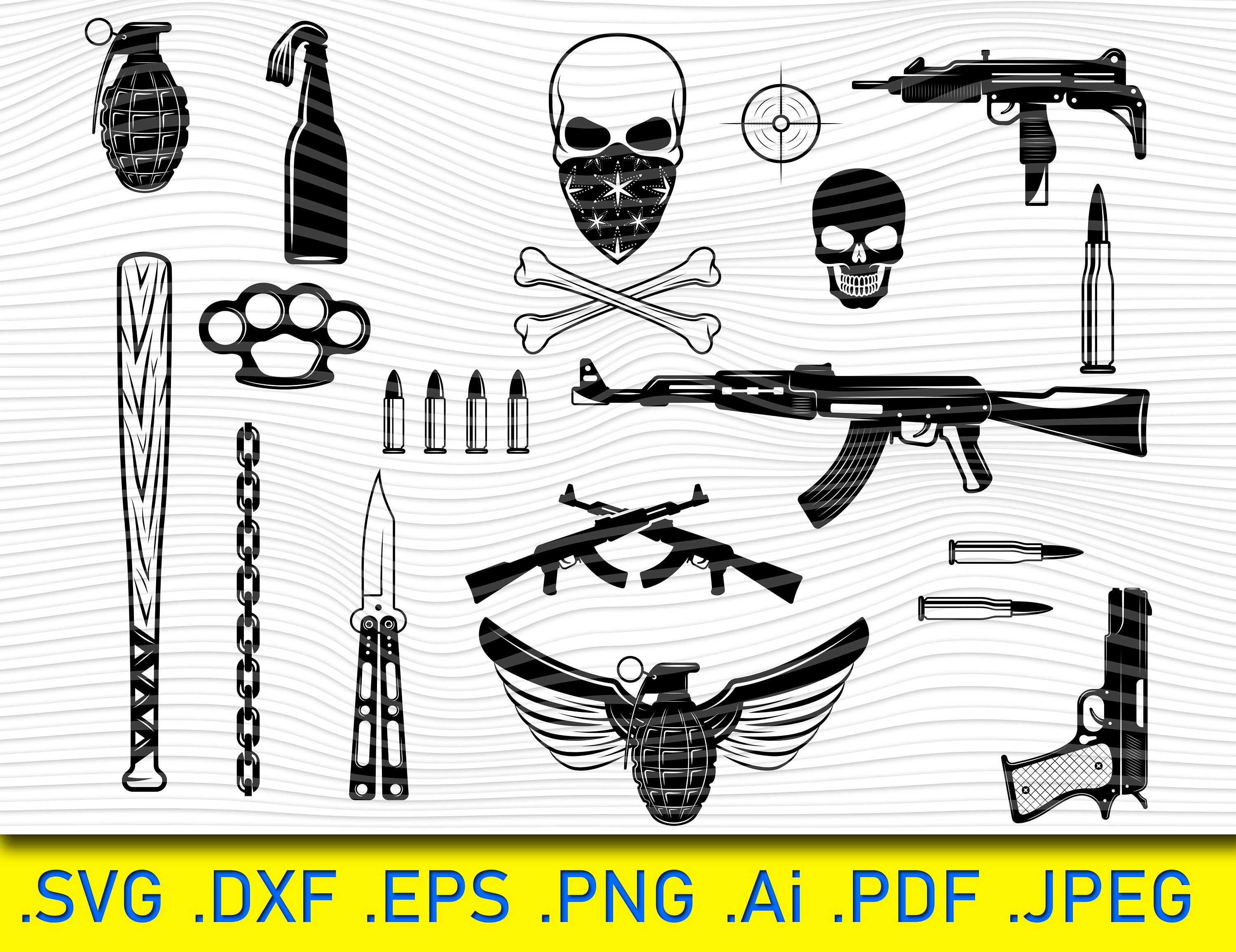 Gun Pack SVG Gun Cricut Files Gun Silhouettes AR-15 | Etsy