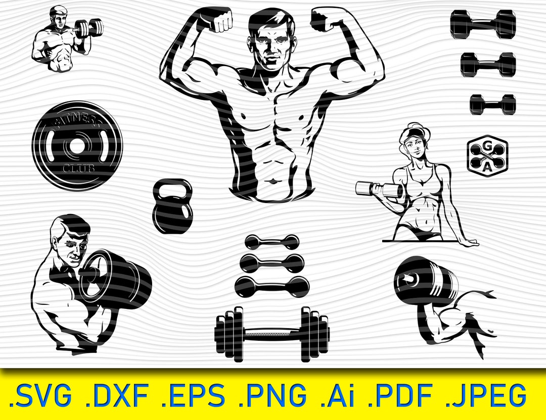 13 Gym Svg, Fitness Svg, Gym and Workout Bundle, Running, Gym Equipment ...