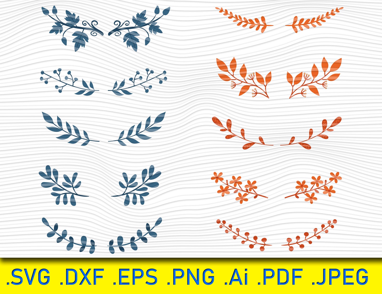 Decorative Branches Collection Leaf Svg File Leaves Svg | Etsy