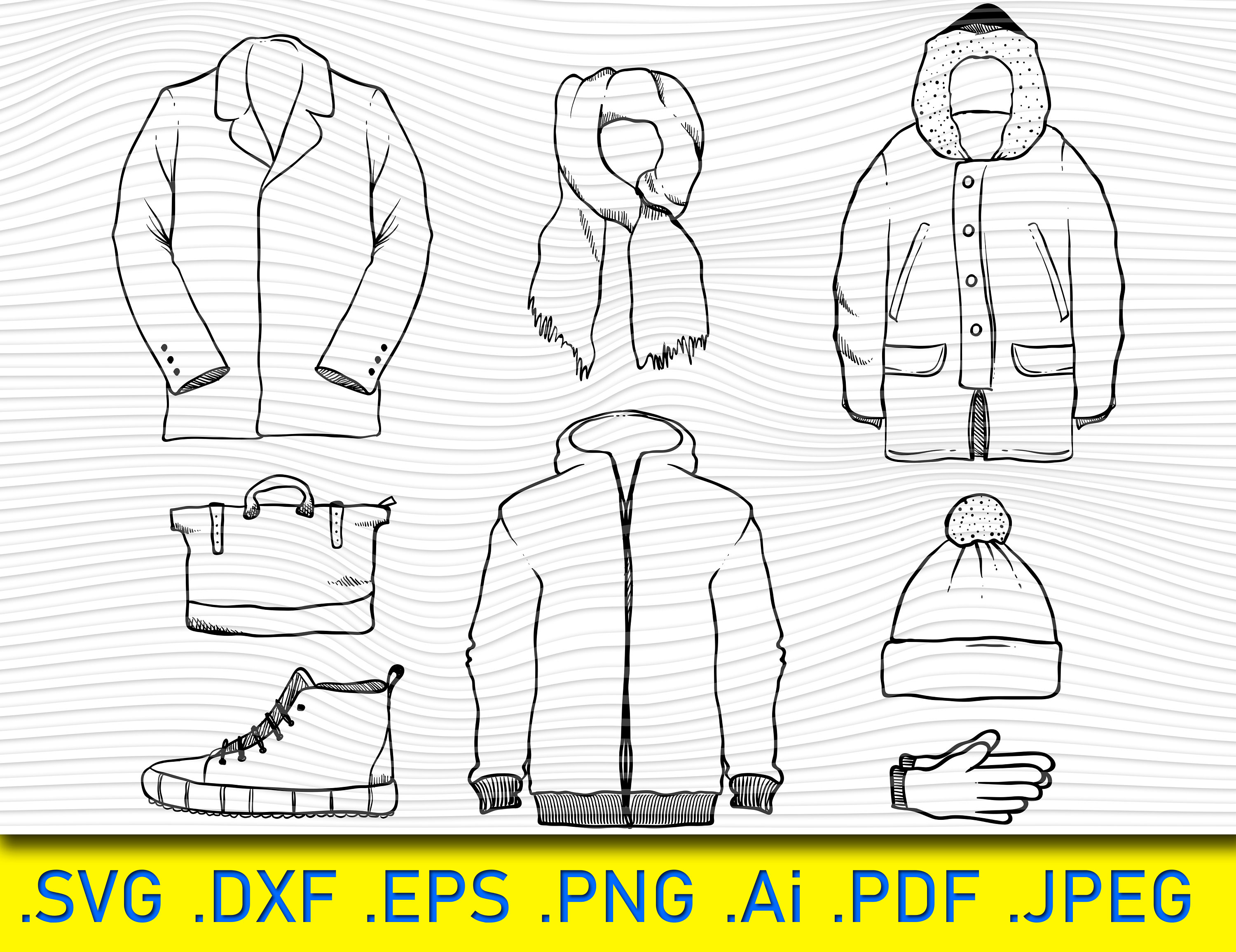 Winter Clothes Svg Bundlesweater Svgboots Svgski Equipment | Etsy