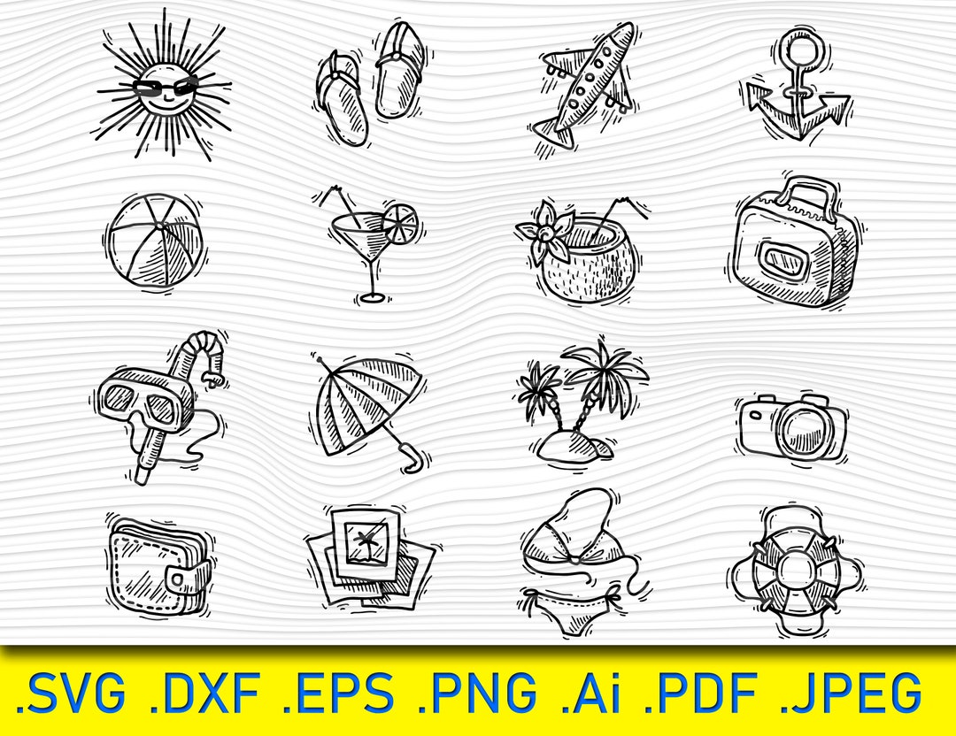 Summer Vacation Set, Beach SVG, Summer Svg, Beach Silhouette, SVG Cut ...