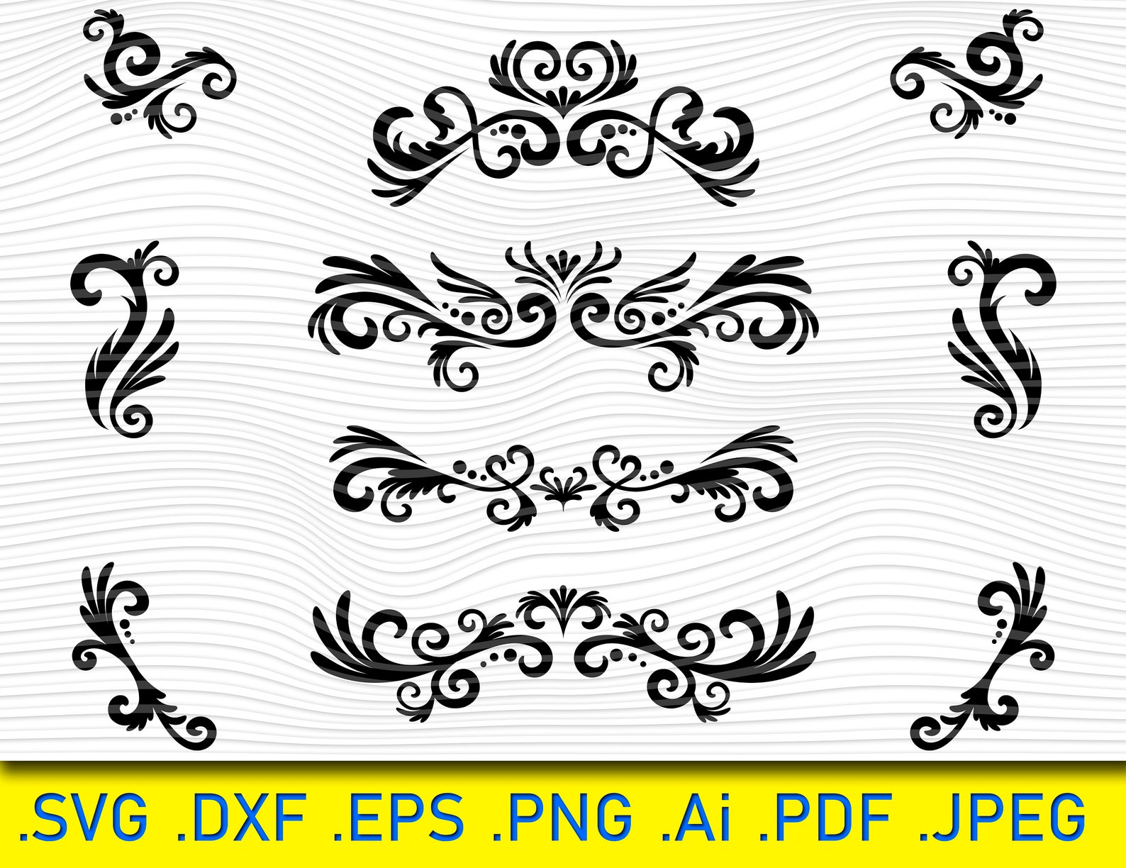 Ornamental Borders Calligraphic Corners Corner Brackets SVG - Etsy