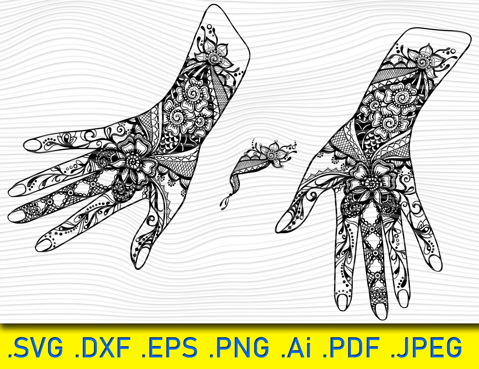 Hands With Henna Tattoos Mehndi Svg File Mehndi Flower Svg - Etsy