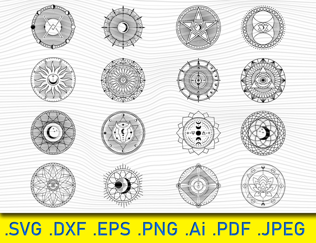 16 Witchcraft Circular Symbols, Magical Spell, Circle Esoteric ...