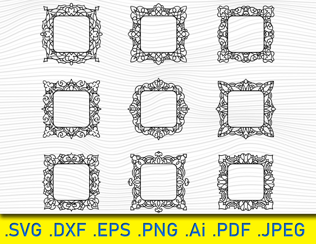 Delicate Square Frames, Vintage Ornamental Frames, Frames Svg, Ornate ...