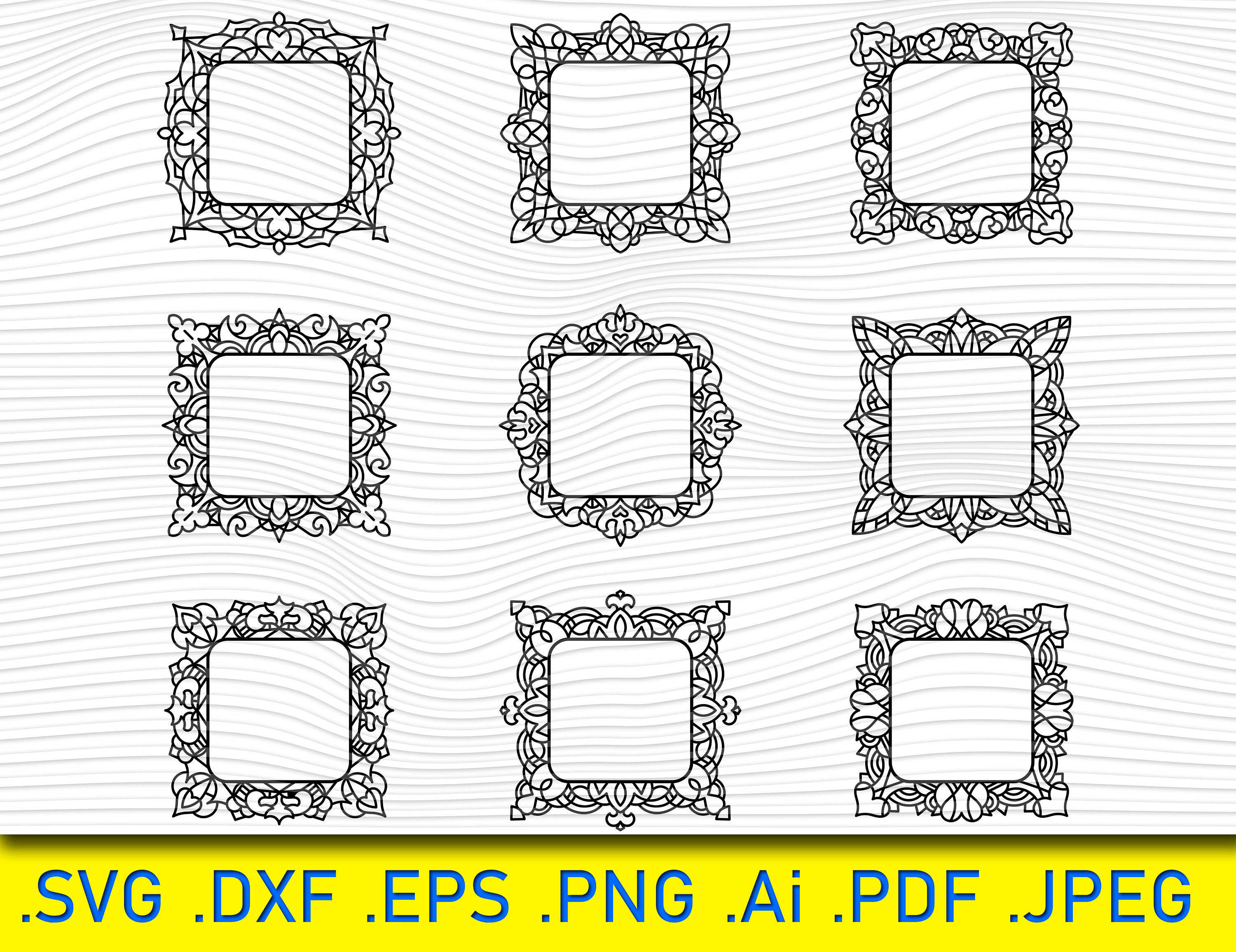 Delicate Square Frames Vintage ornamental frames Frames svg | Etsy