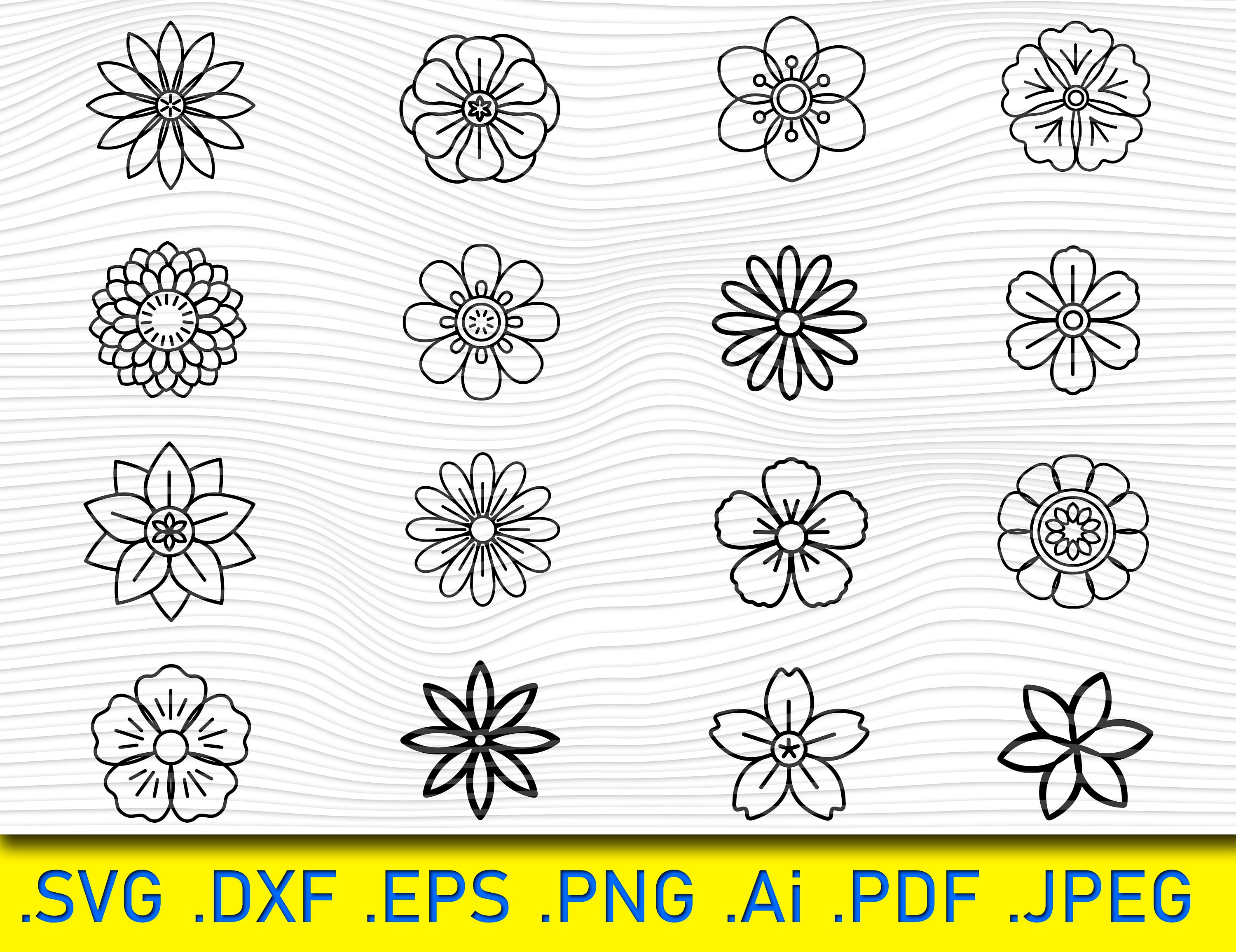 16 Flowers Svg Geometric Simple Chamomile Spring Svg | Etsy