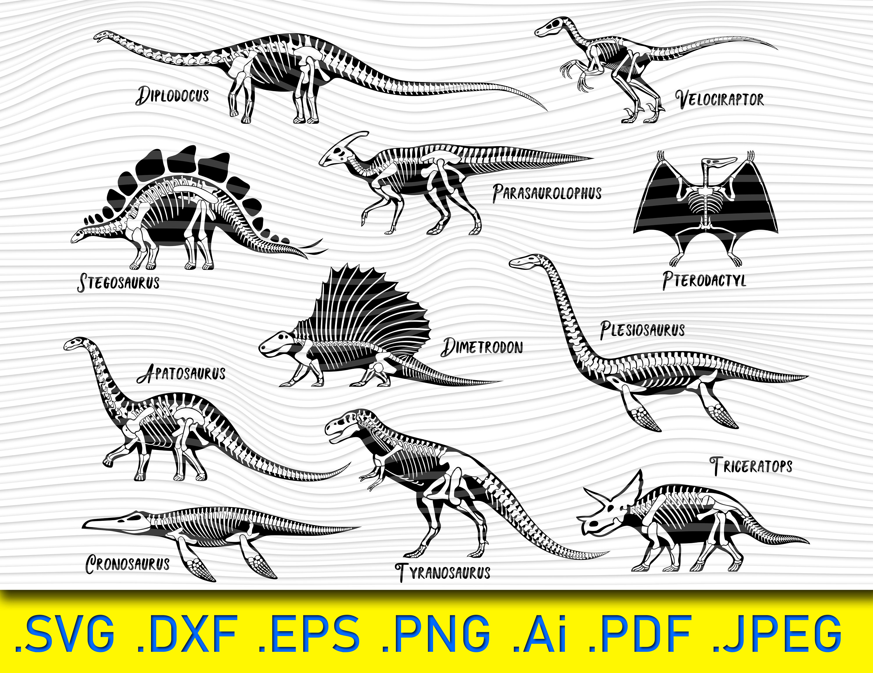 Dino Set SVG Dinosaurus Vector JPG eps PNG dxf Download Files | Etsy