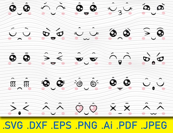 25 Comic Smile Character Emoticons With Facial Expressions | Etsy