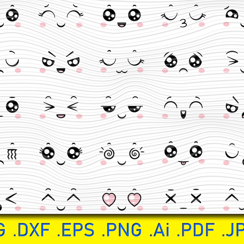 Vector Kawaii Anime Face - Etsy