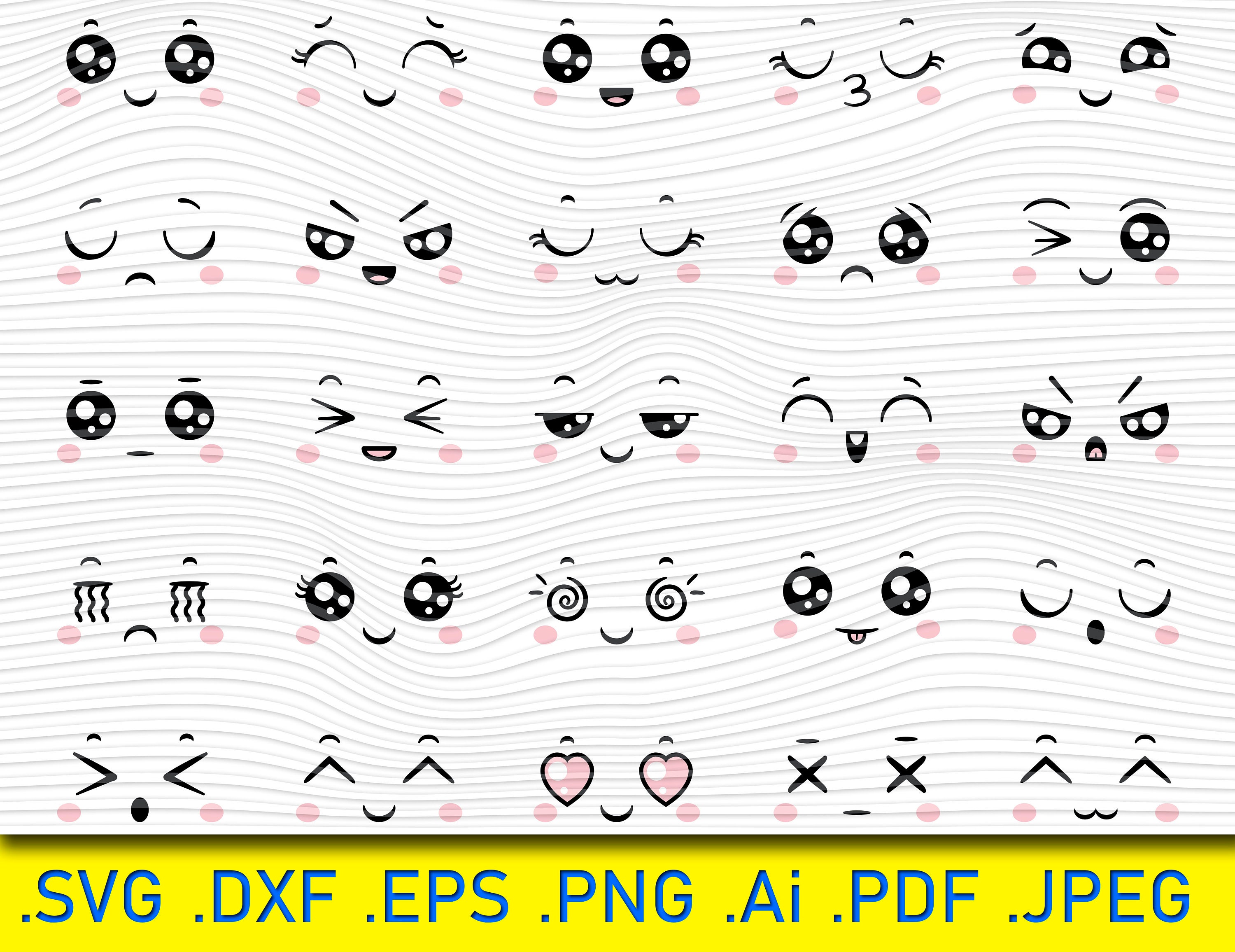 25 Comic Smile Character Emoticons With Facial Expressions | Etsy