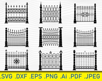 Gate Svg Clip Art, Fence Digital Cut File, Gate Dxf, Gate Vinyl Cut ...