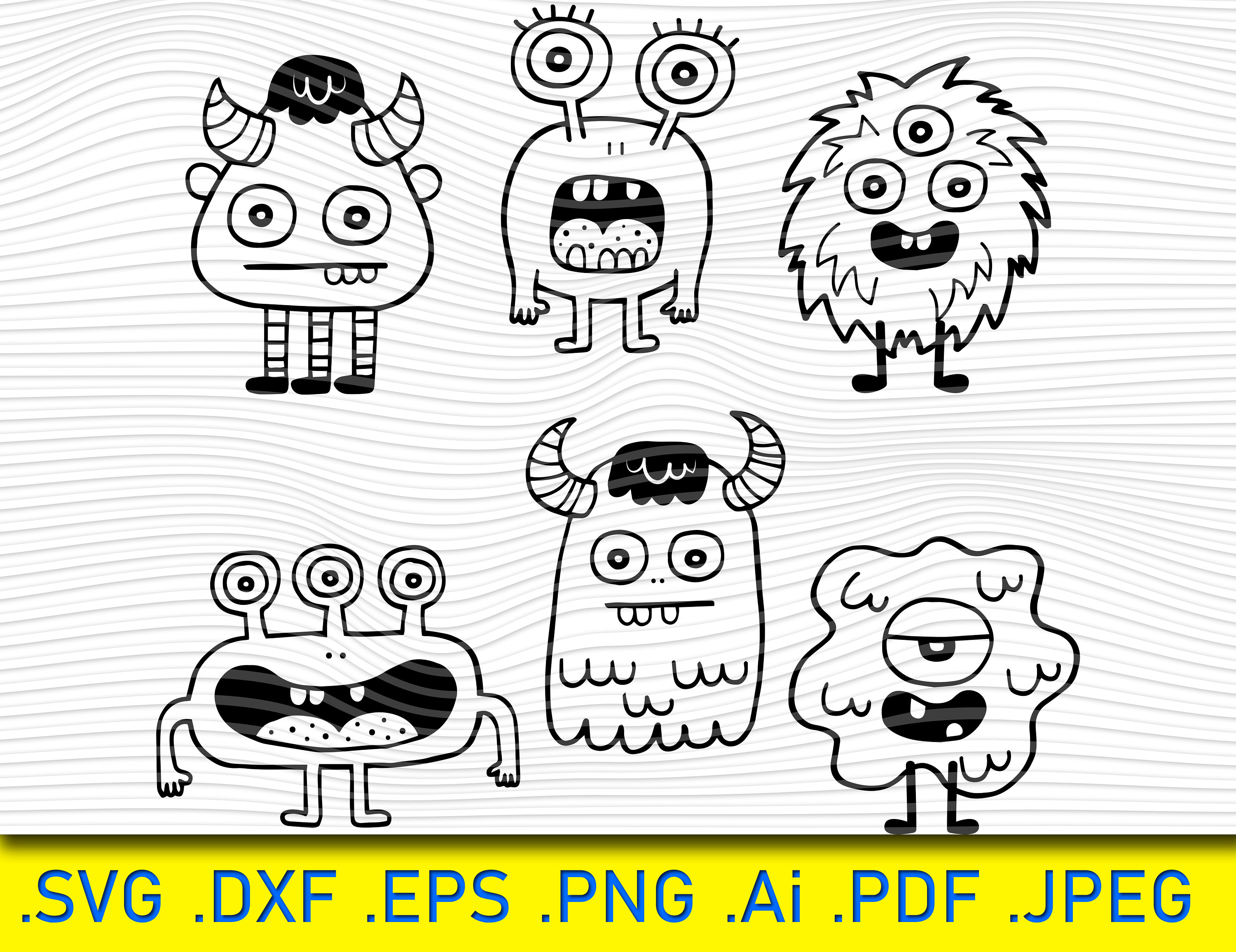Monster Face Clipart Black And White