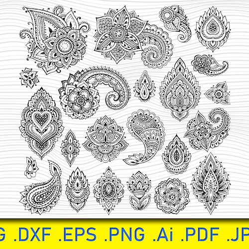 Mehndi Svg File Mehndi Flower Svg Henna Drawing Svg Flower - Etsy