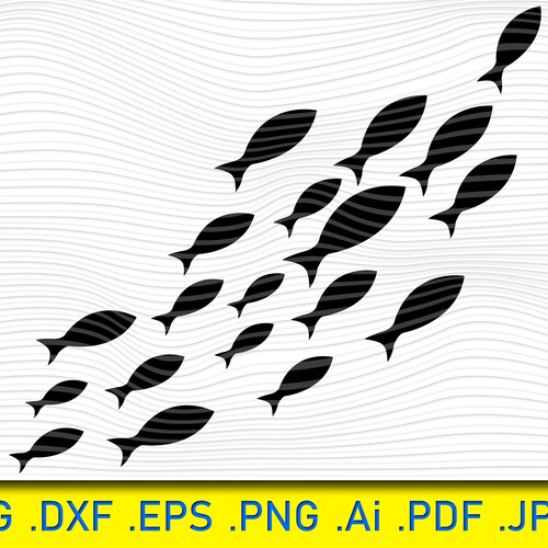 School of Fish SVG Group of Fishes. Vector Fish Logo. Black - Etsy